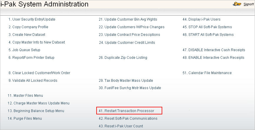 Restart Transaction Processor